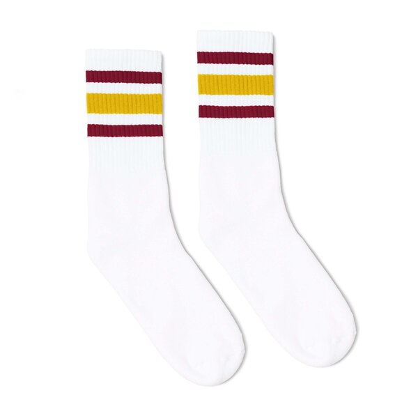 SOCCO® - Maroon and Vegas Gold Striped Socks | White - Military & First ...