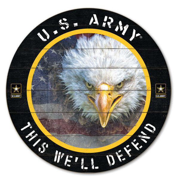 Army Gear - Army Flag With Eagle Indoor Wood Circle Sign (20x20 ...