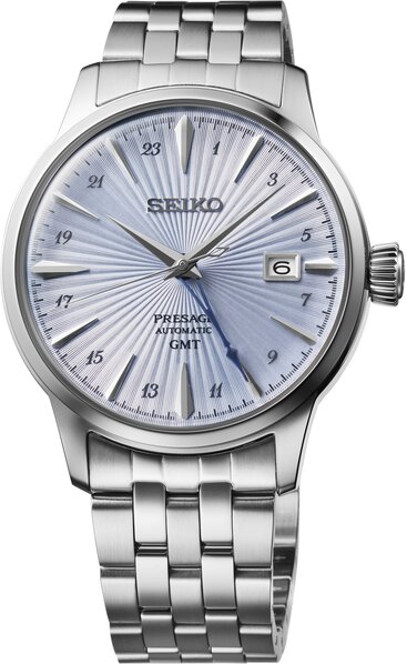 Seiko - Men's 40.5mm Presage Cocktail Time SS Automatic GMT Light Blue ...