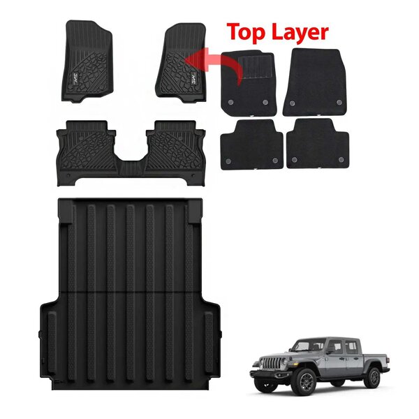3Wliners - 3W Jeep Gladiator 2020-2025 JT Custom Floor Mats Thorex™ All ...